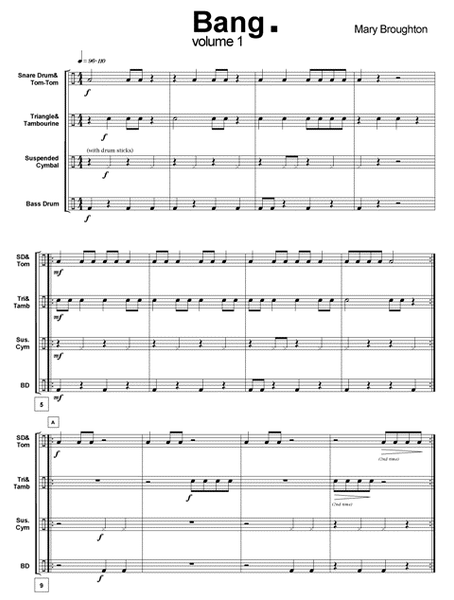 Bang. volume 1 – Untuned Percussion Ensemble – Rhythmscape Publishing