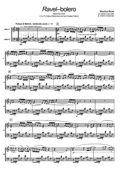 Ravel's Bolero – Marimba Duet – Rhythmscape Publishing